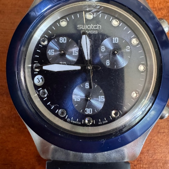 Swatch | Wearables | Swatch Midnight Blue Chronograph Smartwatch Needs ...